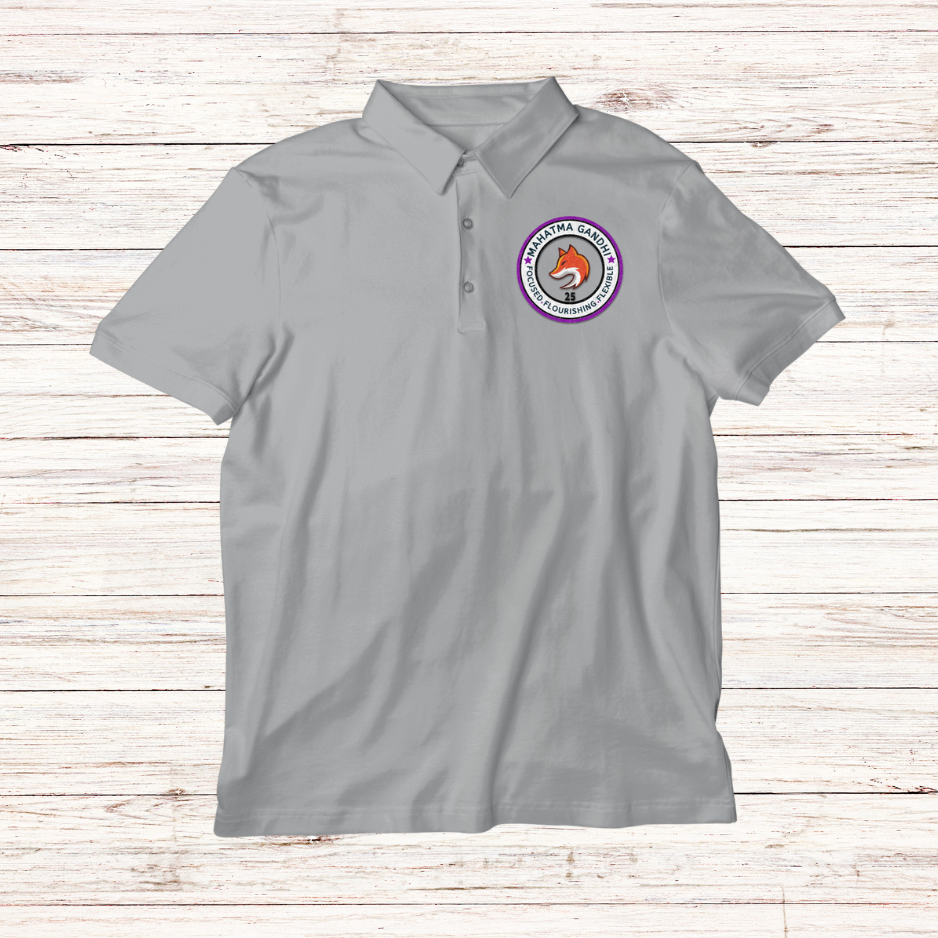 FLOURISHING FOX ADULT GREY POLO SHIRT – For Us Custom Designs